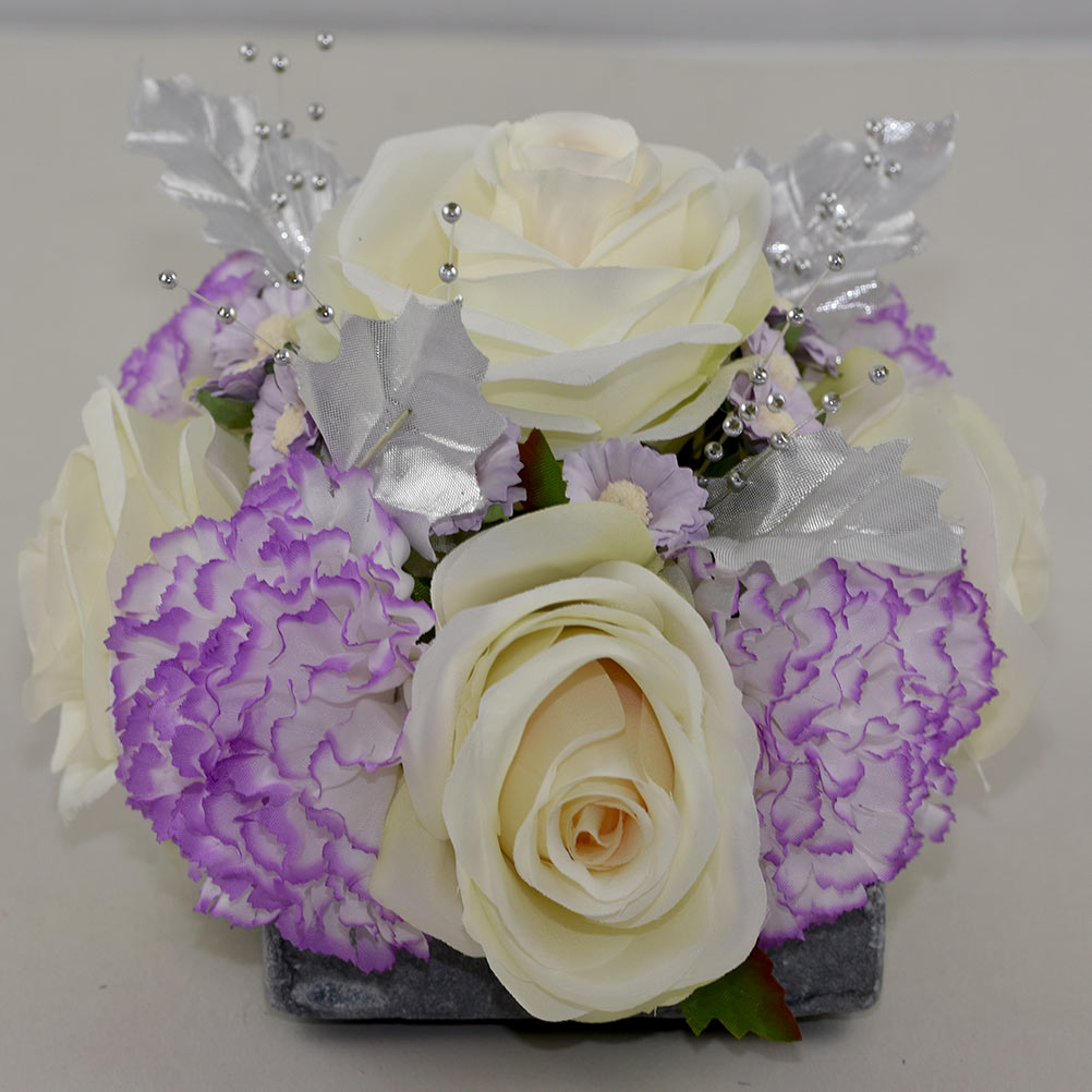 Kunstbloemstuk rozen anjer kerstversiering - Sunshine Colours