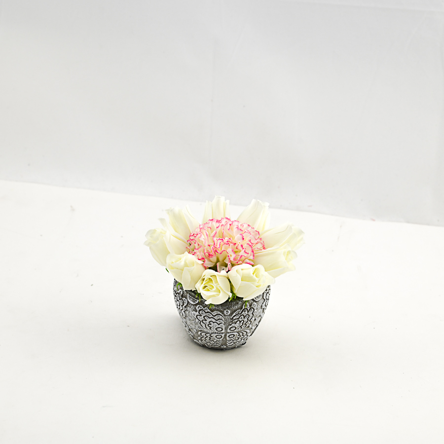 Kunstbloemstuk rozenbotten anjer - Sunshine Colours